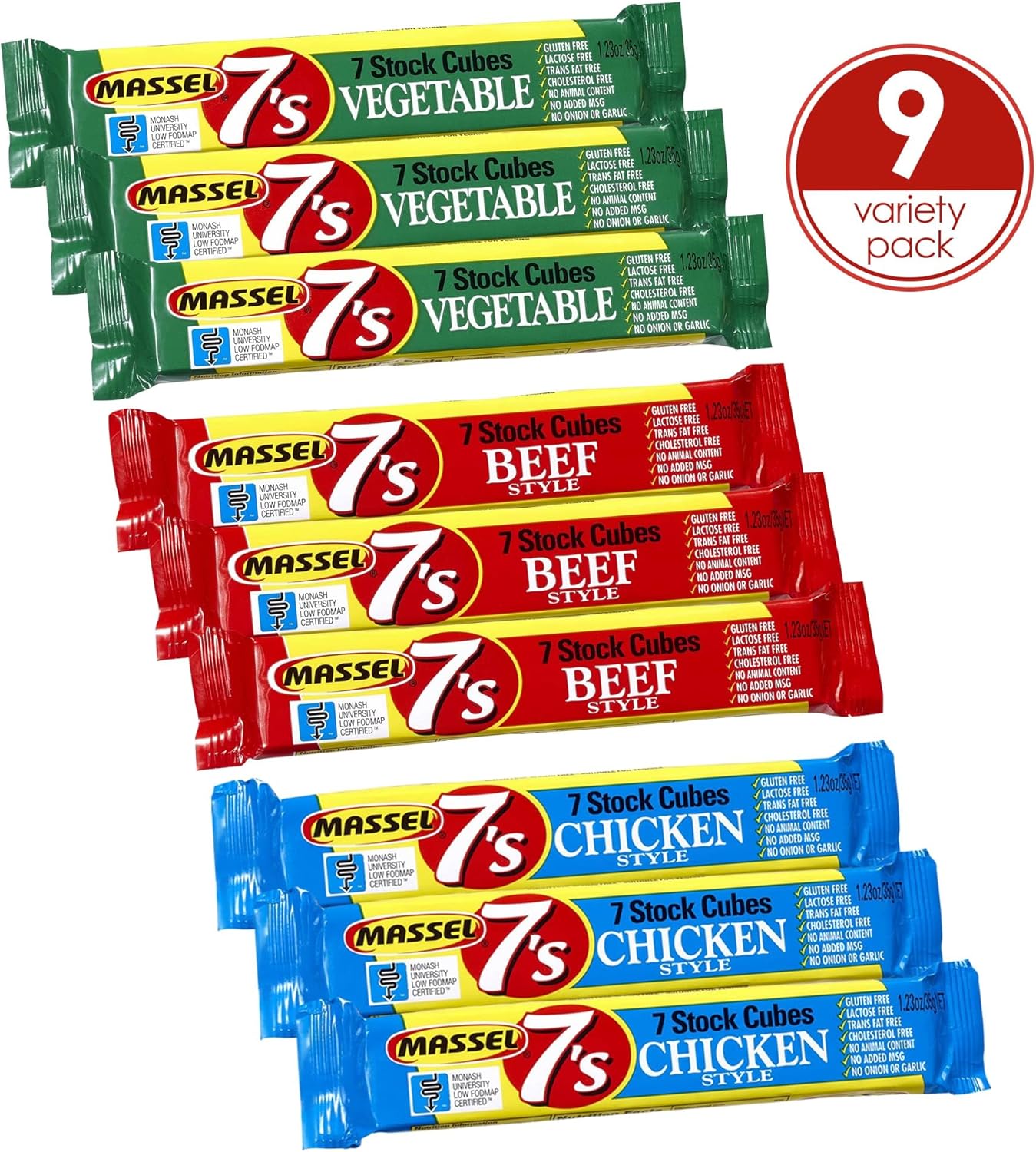 Massel 7's Vegan Stock Cubes Variety Pack, 35g | Pack of 9 – Broadway Candy