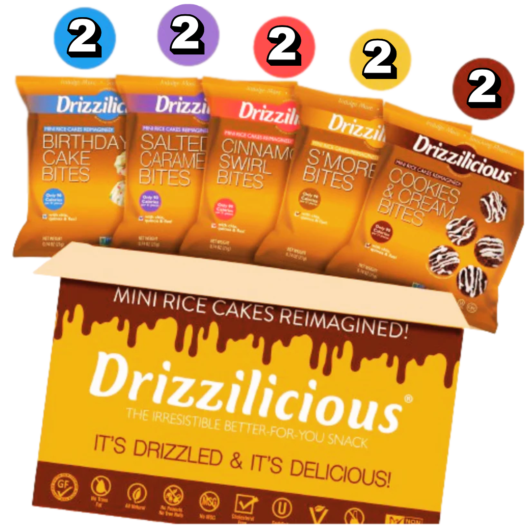 Drizzilicious Bites - Mini Rice Cakes - 10 Pack SMALL Bag Variety Asso ...