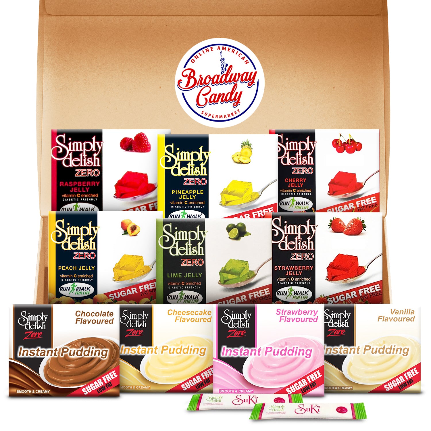 Simply Delish Sugar Free Jelly & Pudding Variety | Pack of 10 by Broad ...