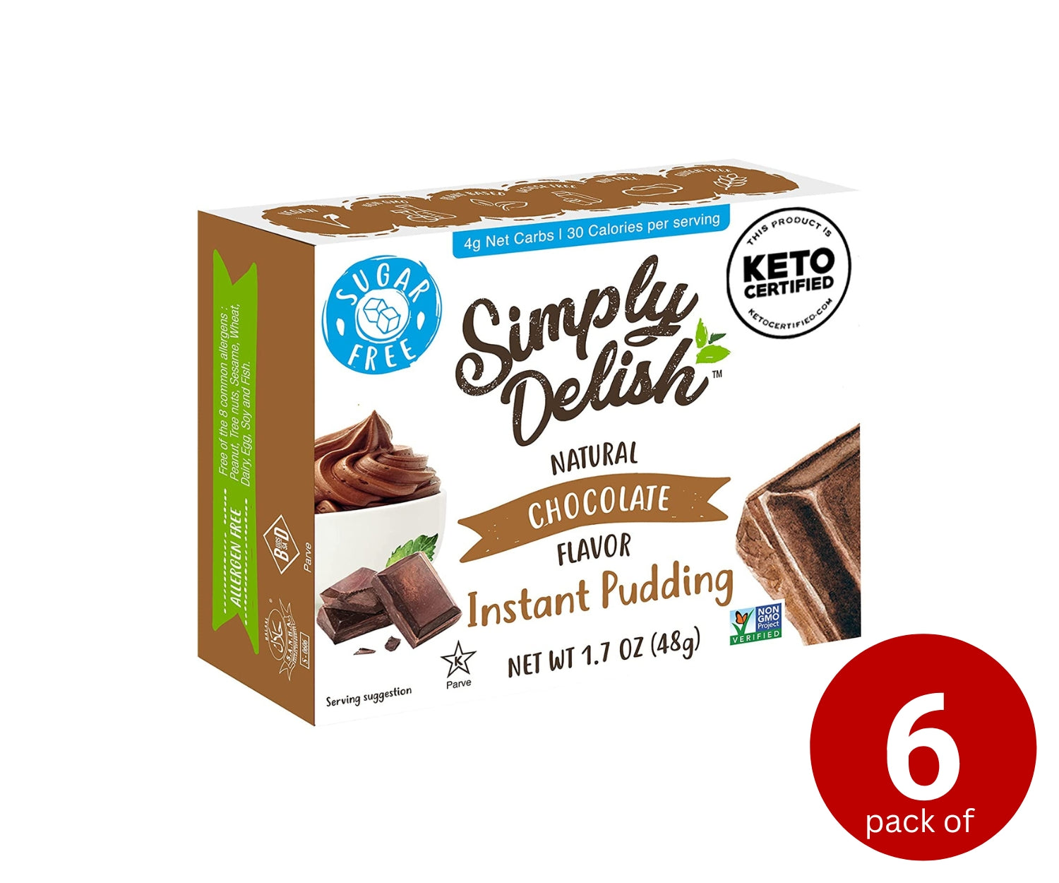 Simply Delish, Natural Sugar Free Pudding, Chocolate Flavour 44g ...
