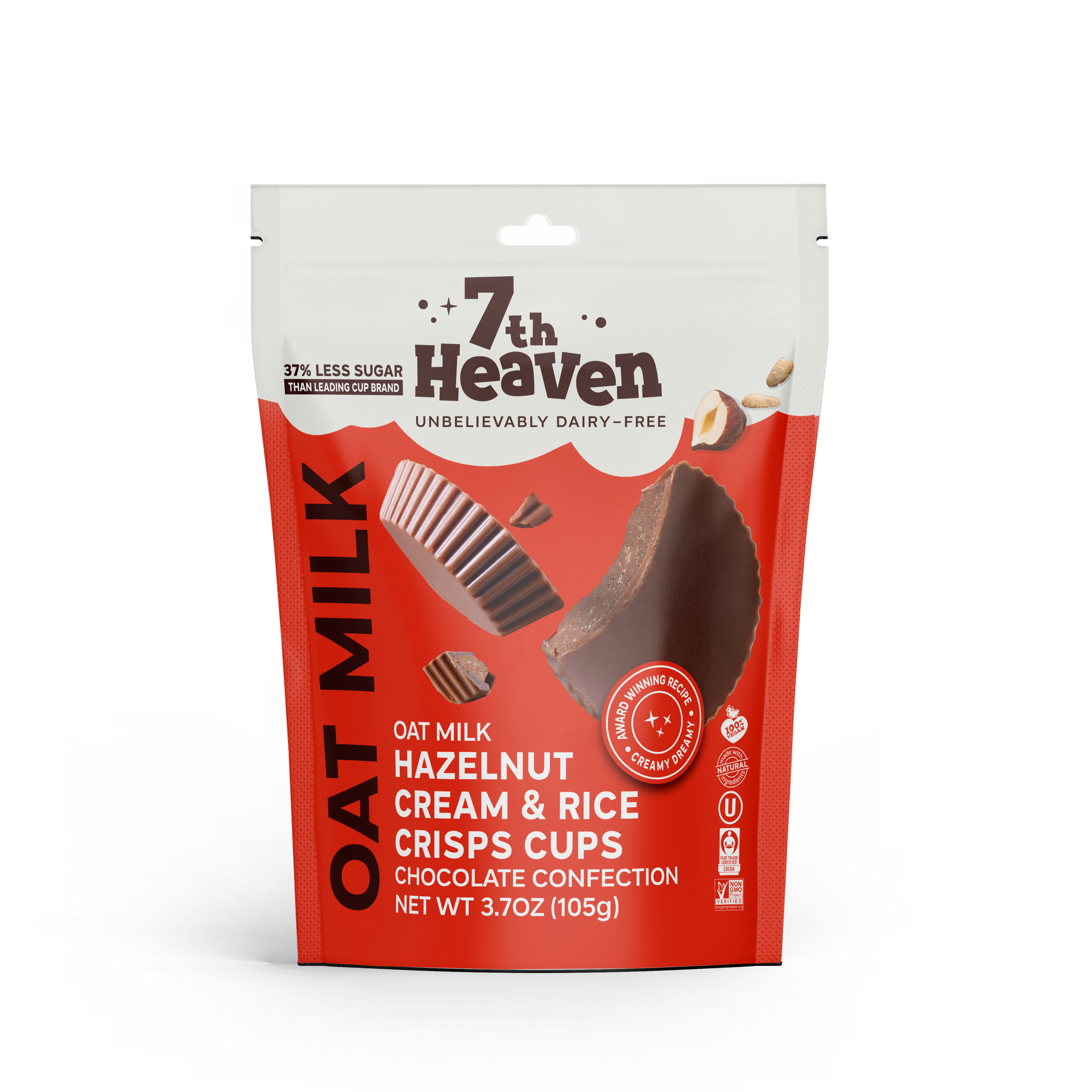 7th Heaven Hazelnut Cream and Rice Crisps Cream Cups Pouch Oat Milk Ch ...