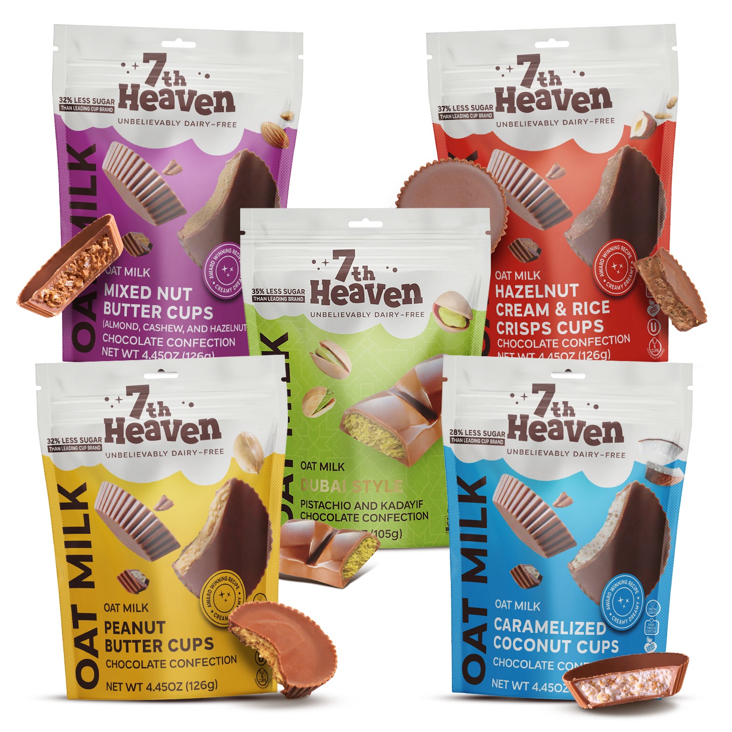 7th Heaven Oat Milk Chocolate | Assorted Chocolate Cups, 105g Pouches ...