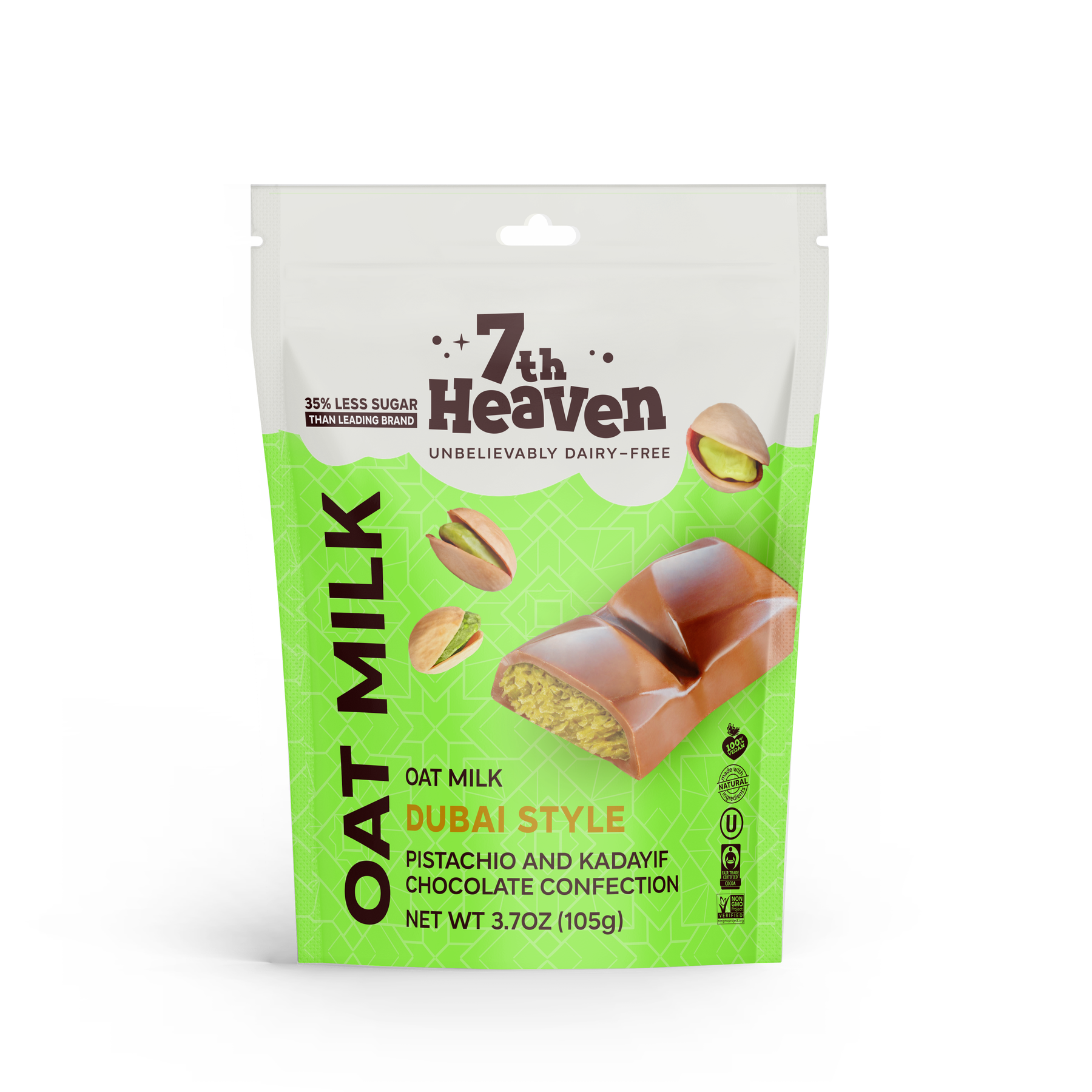 7th Heaven Dubai Style Pistachio and Kadayif Pouch 5 Mini Bars 105g ...