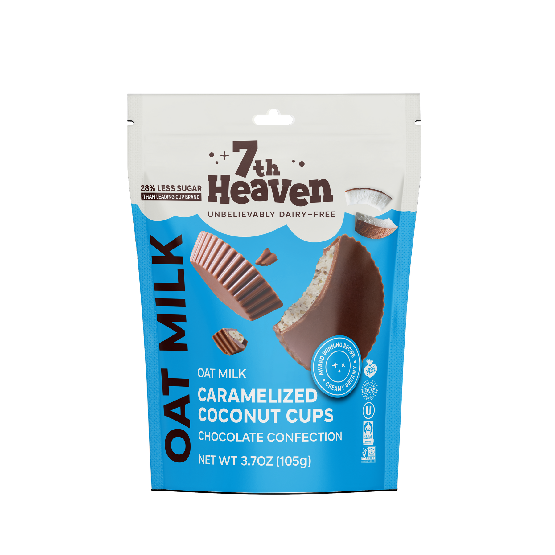 7th Heaven Caramelized Coconut Cream Cups Pouch Oat Milk Chocolate 5 P ...