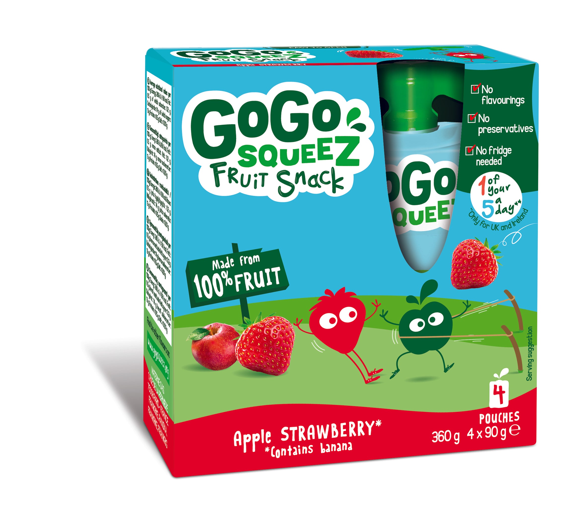 GoGo SqueeZ Pack of 5 x 4 x 90g Strawberry – Broadway Candy