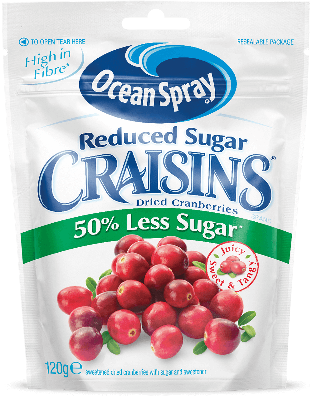 Ocean Spray Pack of 12 x 142g Craisins Cranberries Reduced Sugar ...
