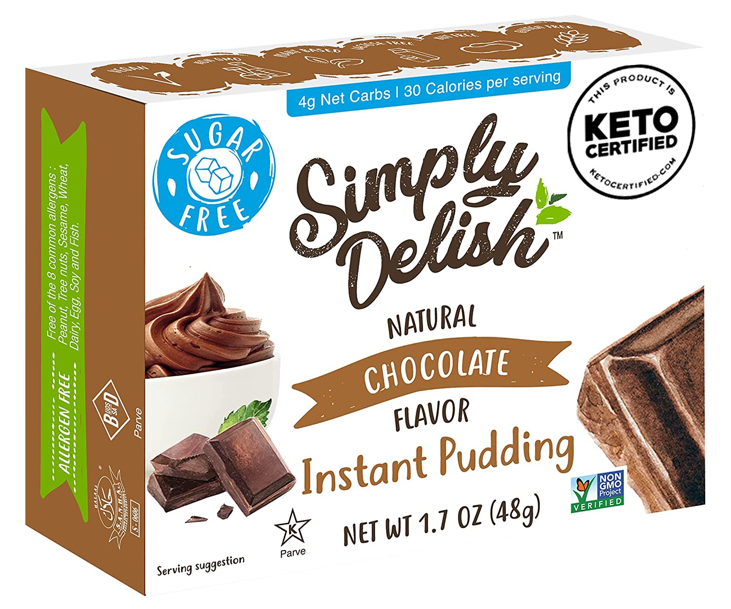 Simply Delish, Natural Sugar Free Pudding, Chocolate Flavour 44g ...