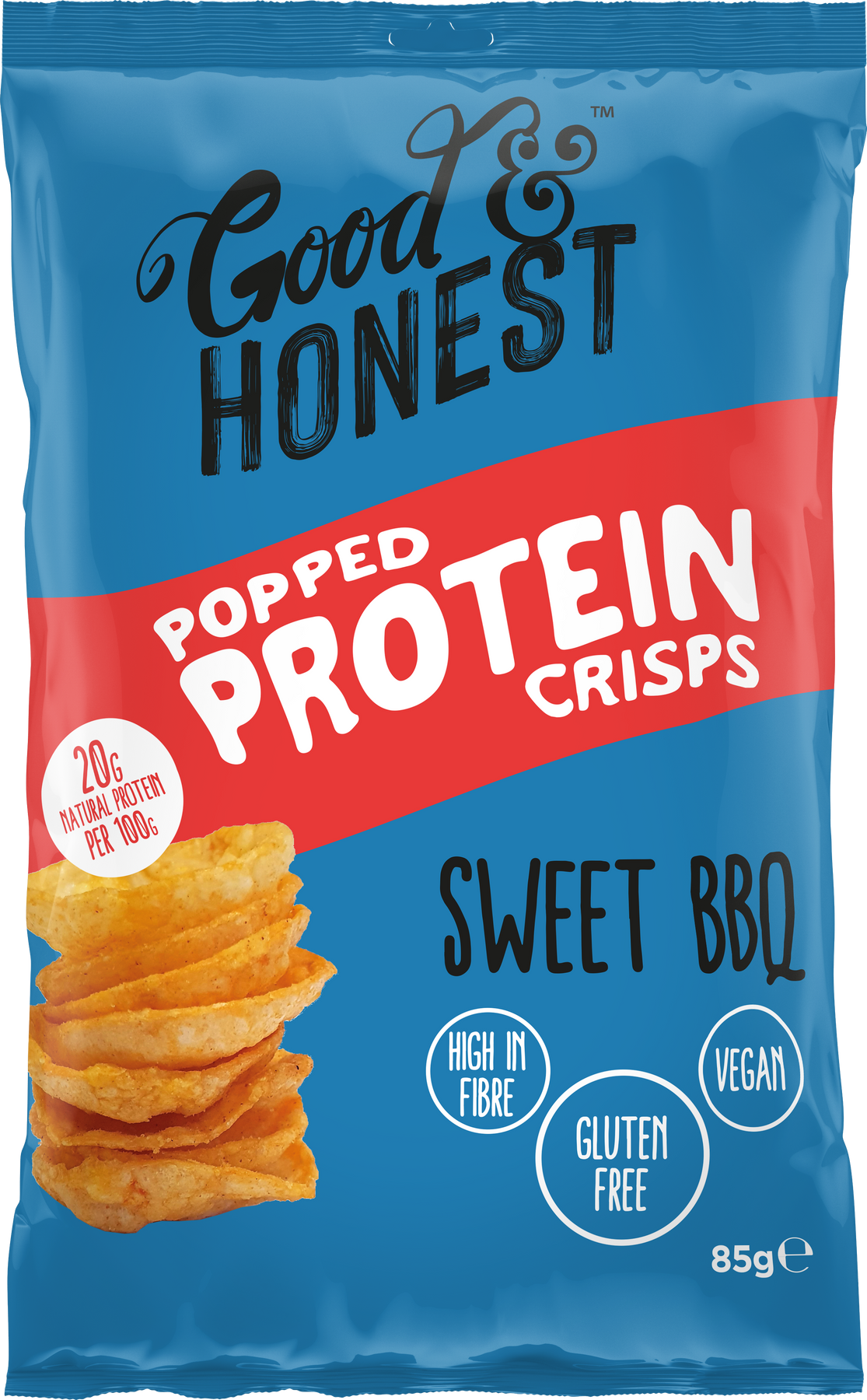 Good & Honest Pack of 8 x 85g Chips Protein Sweet BBQ – Broadway Candy