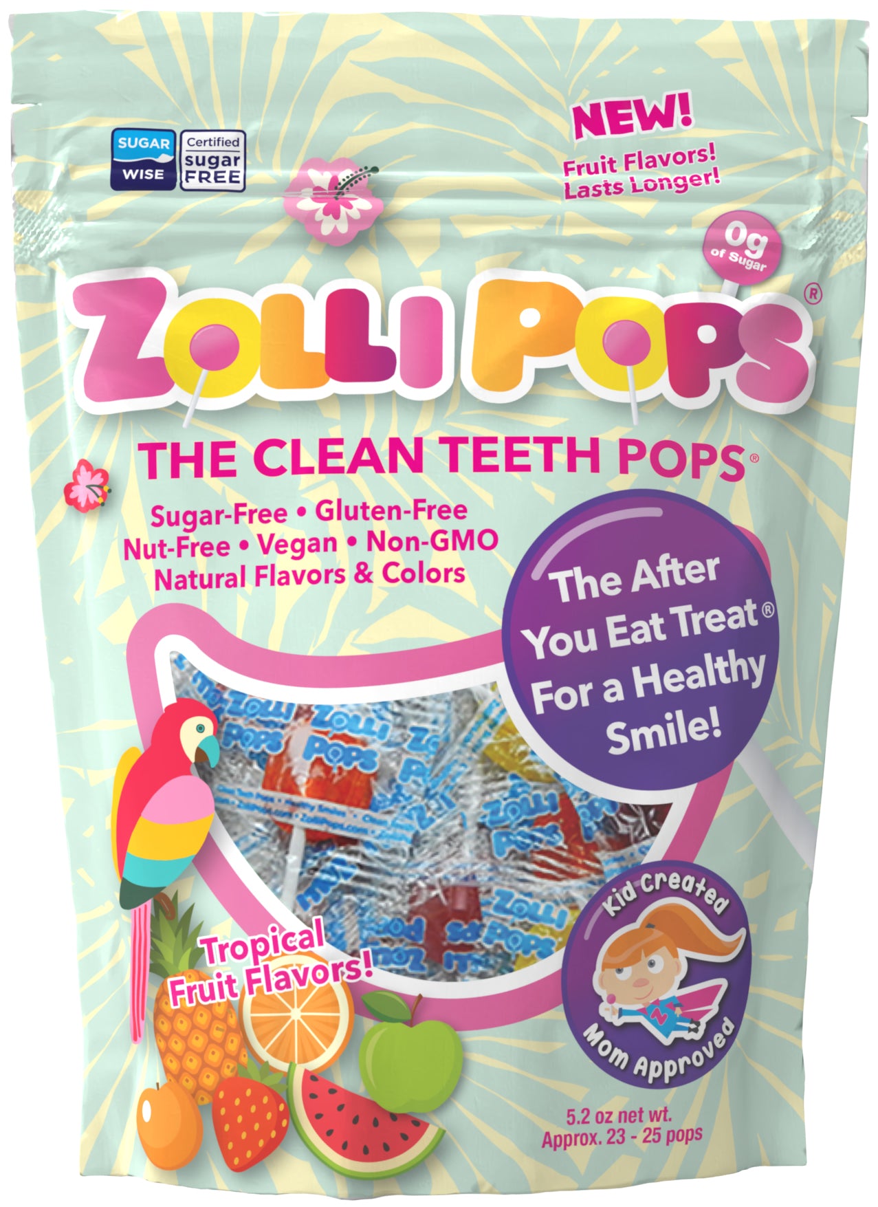 Zollipops Sugar Free Lollipop | Tropical Variety 147g | Gluten Free ...